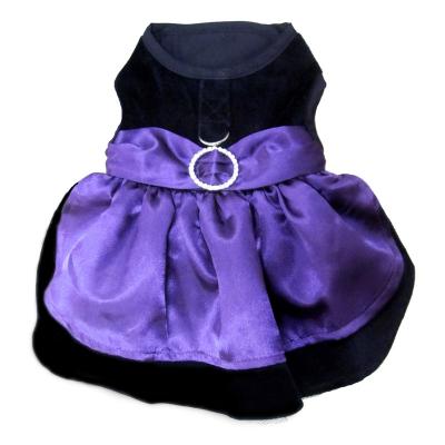 China Terrier , dachshund Velvet Holiday Harness Small Breed Dog Dog Dress Set Clothing for sale
