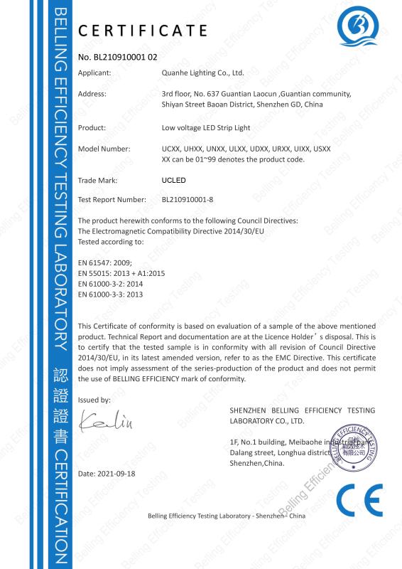 CE EMC - QUAN HE Lighting Co., Ltd.