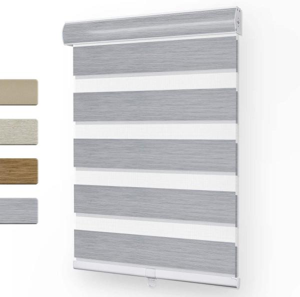 Quality WiFi Motorized Smart Zebra Blinds Semi Blackout Day Night Shades Voice Control for sale