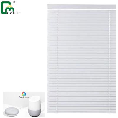 China Commercial Grade Smart Venetian Blinds Black Aluminium Cordless Motorized Metal Blinds for sale