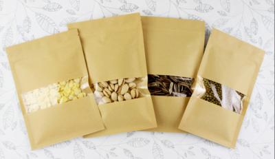 China 16*22cm PAPER ZIPPER BAG WITH RECTANGLE WINDOW for sale