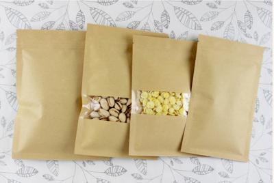 China 16*26cm PAPER ZIPPER BAG WITH RECTANGLE WINDOW for sale