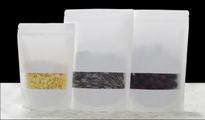 China 15*22+4cm WHITE PAPER STAND UP ZIPPER BAG WITH MATT RECTANGLE WINDOW for sale