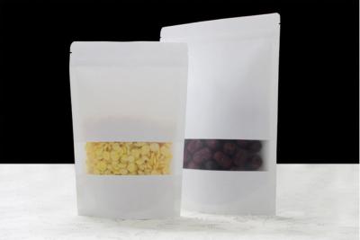 China 17*24+4cm WHITE PAPER STAND UP ZIPPER BAG WITH MATT RECTANGLE WINDOW for sale