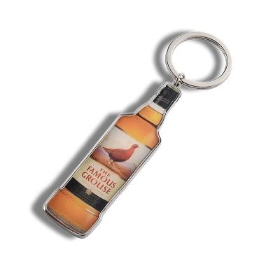 China Small Zinc Alloy Bottle Shapes Promotional Key Rings With Epoxy Logo for sale