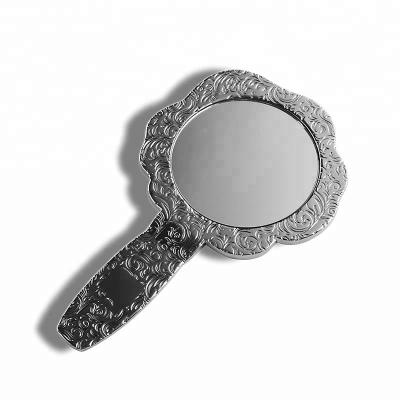 Cina Resistenza della corrosione d'annata di stile di trucco di forma irregolare dell'argento tenuto in mano dello specchio in vendita