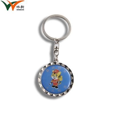 Cina Esecuzione di timbratura circolare del fumetto promozionale di gomma dei portachiavi a anello di goccia del metallo in vendita