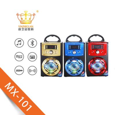 China Wooden portable karaoke bluetooth speaker with LED lights red/blue/golden three colors aviliable for sale