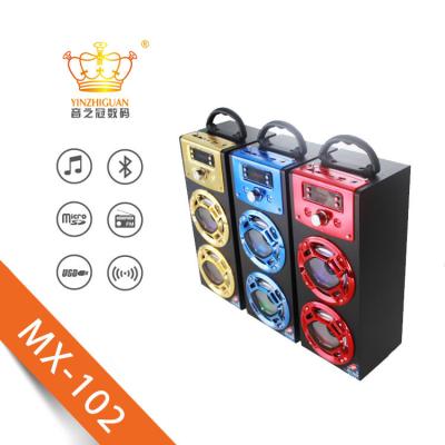 China Wooden portable karaoke bluetooth speaker with LED lights FM/USB/AUX/TF red/blue/golden three colors aviliable for sale