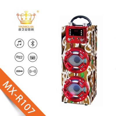 China Subwoofer portable wireless wooden  karaoke customized bluetooth speaker with colorful LED light  for PC phones for sale
