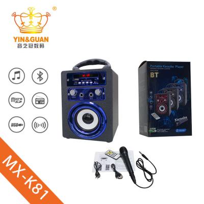 China Wooden  karaoke bluetooth speaker with microphone wireless active mini speaker with fm/usb/sd for sale