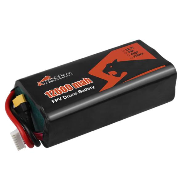 Quality 22.2V 12600mAh FPV Drone Lipo Battery EC5/EC3 XT60/XT90-S Connector for sale