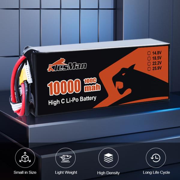 Quality Long-Lasting 6S 10000 MAh 23.4V Lithium Polymer Battery for 10 inch FPV Drone for sale