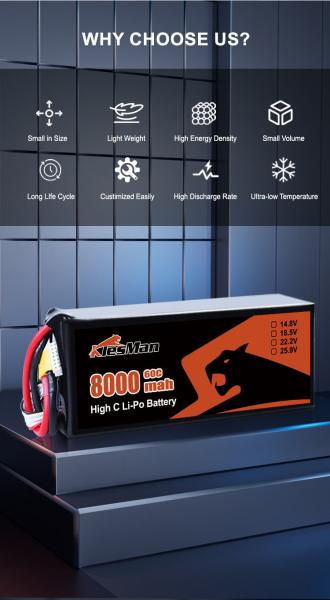 Quality RC FPV Drone Battery 8S1P 30.4V 8000mAh 25C Lipo Battery for 13-15inch Drone for sale