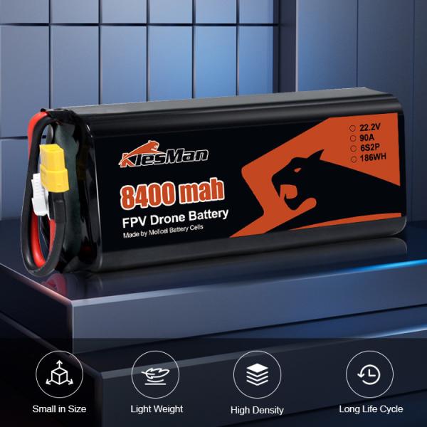 Molicel 21700 Low Temperature P42A Battery 22.2V 6S2P 8400mAh Lipo Battery for FPV 7inch Drone