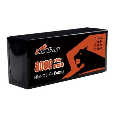 China 6S 22.2V 8000 MAh Lithium Polymer Battery Pack for 10 inch Drone Discharge Rate 50C-70C -100C XT60 980g for sale