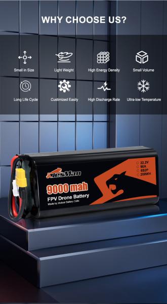 Quality Molicel 6S2P P45B Battery Pack 130*72*43 9000mAh 5C Discharge Rate for Extended Flight Time FPV Drones for sale