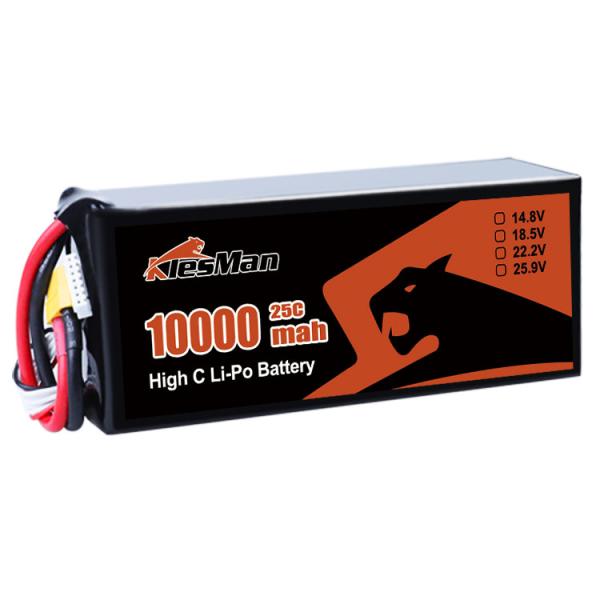 Quality 10 Inch FPV RC Drone Battery 22.2V 10000mAh 50C 70C 100C High Rate Lipo Battery for sale