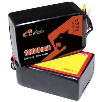Grote capaciteit Solid State Drone Battery 106000mAh 44.4V 12S 14S 24S Burst 10C voor professionele FPV Drone