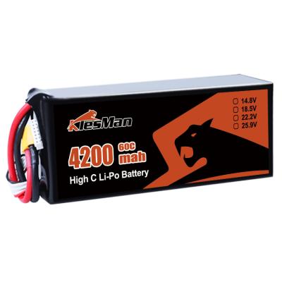 China fpv lipo drone batteries  6S 22.2V 4200mAh Lithium Polymer Pack for  5inch FPV Racing Drone for sale