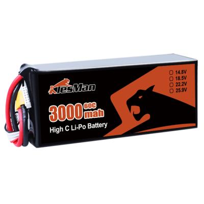 China fpv lipo drone batteries  6S 22.2V 3000mAh  60C Lithium Polymer Pack for  FPV Racing Drone for sale