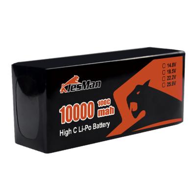 China FPV Drone Lipo Battery 6S 10000mAh XT60 plug 22.2V 50C 70C 100C Lithium polymer batteries for 10 inch FPV Drone for sale