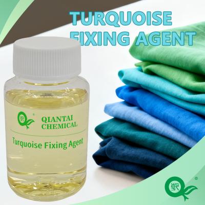 Cina Agente fissante turchese Tinta fissante blu-verde Colore fissante tessuto Miglioramento della resistenza del tessuto Tessili ausiliari ecologici Tessili Tinta fissante in vendita