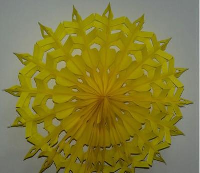 China Party Decoration Yellow Snowflake Customized Hot Sale Die Cut Paper Fans for sale