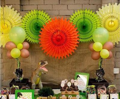 China Green Paper Halo Fan for Decoration New Year Chirstmas Birthday Wedding Party for sale