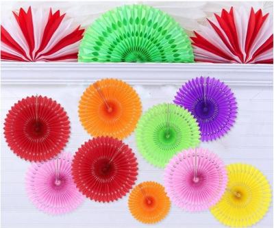 China 2016 Hot Sale High Quality Party Decoration Colorful Handmaking Tissue Paper Fan for sale