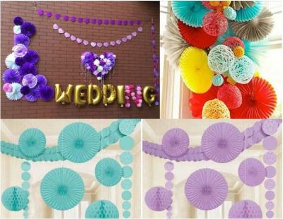 China Chinese Purple Tissue Paper Decorative Fans for Wedding Party for sale