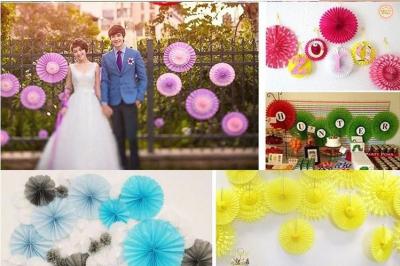 China Assorted Colors Paper Fans Wholesale for Wedding Party Decoration for sale