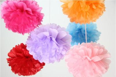 China DIY Flowers Tissue Paper Decoration Birthday Party Colourful Pom poms for sale