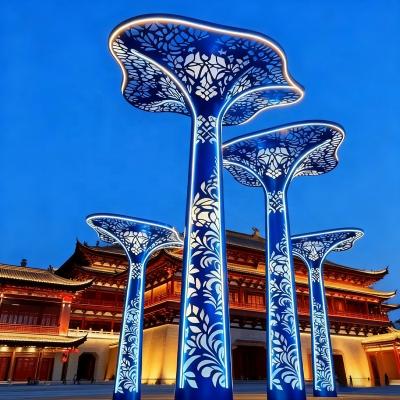China Flower Hollow LED Outdoor Art Light Large Commercial Square Landscape Lights for sale