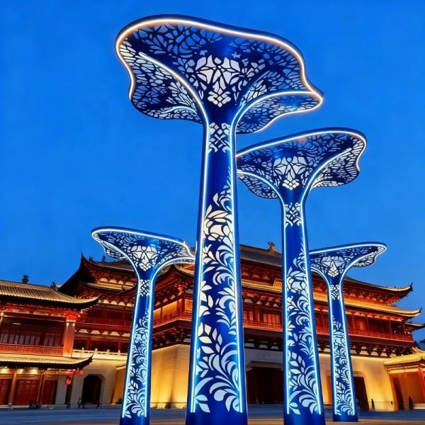 Quality Flower Hollow LED Outdoor Art Light Large Commercial Square Landscape Lights for sale