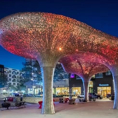 Quality Shopping Mall Illuminated Stainless Steel Tree With Canopy For Architectural Facade for sale