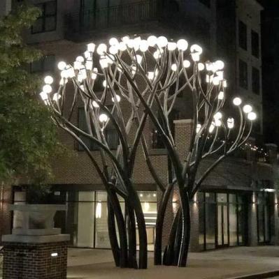 China Laser-Cut Sky Tree Sculptures with LED Glowing Canopy - Modern Hollow Outdoor Art for sale