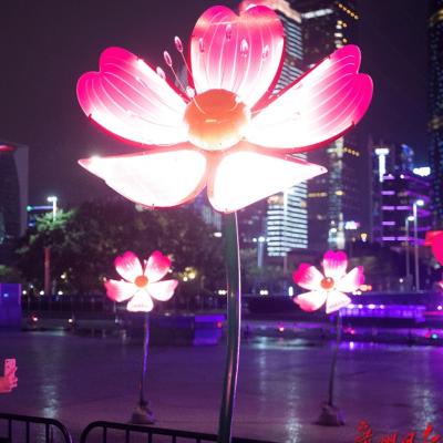 China Factory Custom Large Landscape Road Steel Acrylic LED Hand Forged IP65 Sculpture 80cm Castle Theme Cherry Tree Decoration 500 for sale