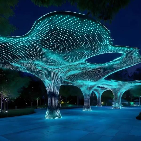 Quality Magical Forest Light Custom Glowing Art Tree Sculpture For Theme Parks Night Gardens for sale