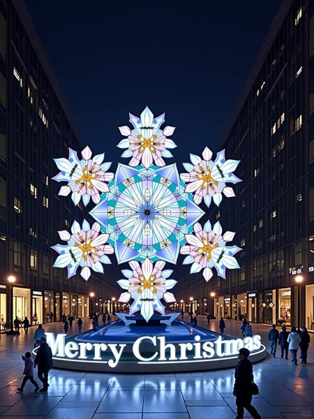 Quality Dazzling Outdoor Snowflake Light Christmas Decorations - Weatherproof Stainless Steel Sculpture for Building Exterior Facades for sale