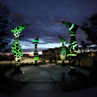 China Modern Glow-in-Dark Metallic Stainless Steel Sculptures Polished Mirror Surface Luminous Dot Patterns Hand Forged Outdoor for sale