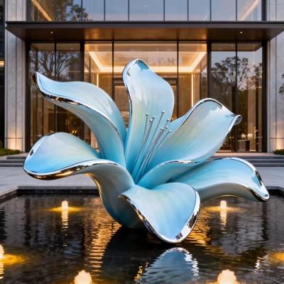 China Abstract Flower Sculptures | Modern Architecture Decor | Stainless Steel/Aluminum | Architect Custom for sale