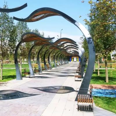 China Laser-Cut Leaf Art Canopy - Custom Stainless Steel Pavilion for Commercial Spaces for sale