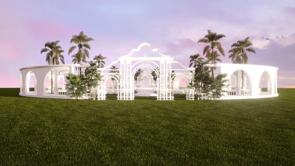 Quality Solar Aligned Ceremony Altar Permanent Wedding Structure With Seasonal Light for sale