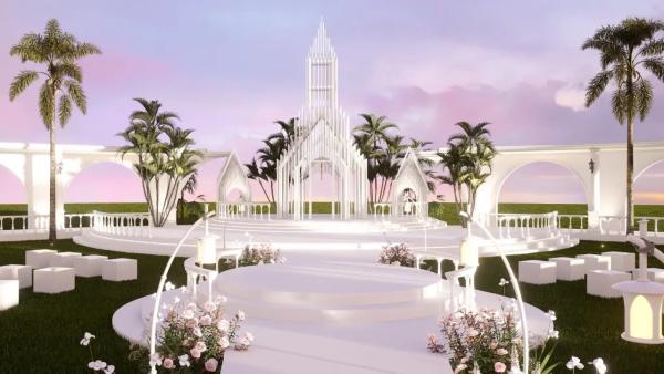 Quality Solar Aligned Ceremony Altar Permanent Wedding Structure With Seasonal Light for sale