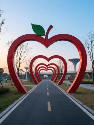 China Giant Red Apple Archway Tunnel Outdoor Landscape Installation for sale