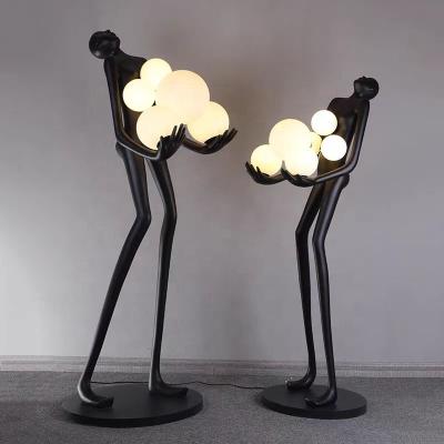 China Sculptural Black Resin Floor Lamps With LED Sphere Clusters For Luxury Interiors for sale