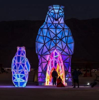 China 3D Geometric Bear Light Sculpture - RGB LED Interactive Art Installation for sale