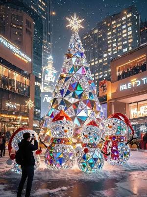 China Magic Color-Changing Christmas Tree - Stainless Steel Light Art for Luxury Hotel Lobby Deco for sale