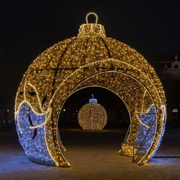 Quality Metal Craft Light Sculpture Giant Archway Outdoor Christmas Ornament with Waterproof LED Lights for Street Commercial Decoration for sale